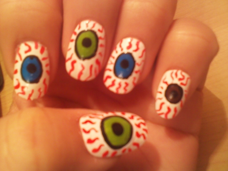 Eyeball Nail Art · How To Paint A Themed Nail Manicure · Nail Painting ...