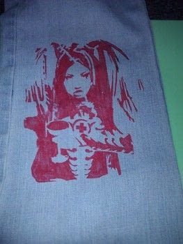 Angelspit Pants (Stencil) · A Pair Of Painted Jeans · Drawing ...