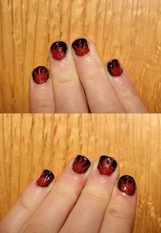 Girl On Fire Nailart · How To Paint A Nail Painting · Nail Painting and ...