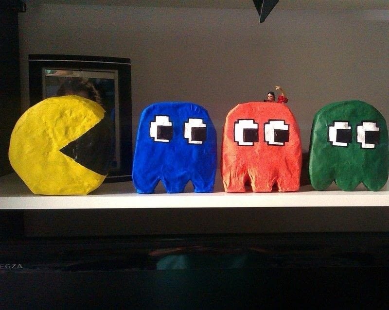 Paper Mache Pacman Set! · How To Mold A Clay Character · Papercraft on ...