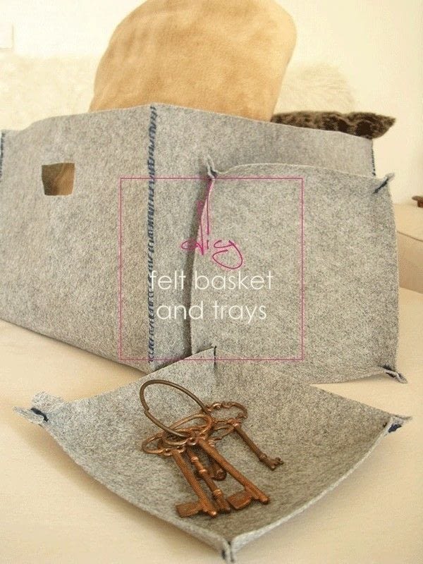 Diy Felt Basket & Trays · How To Sew A Fabric Basket · Needlework on ...