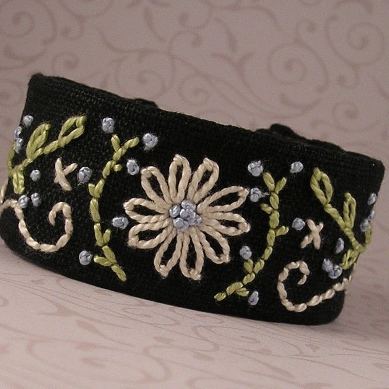 Embroidered Wrist Cuff · A Fabric Cuff · Embroidery on Cut Out + Keep