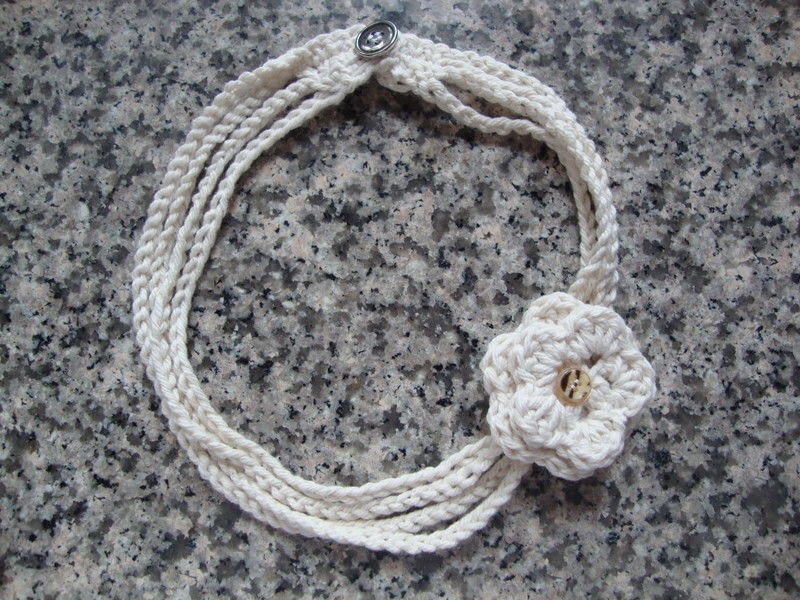 Beige Crocheted Necklace · A Knit Or Crochet Necklace · Crochet on Cut ...