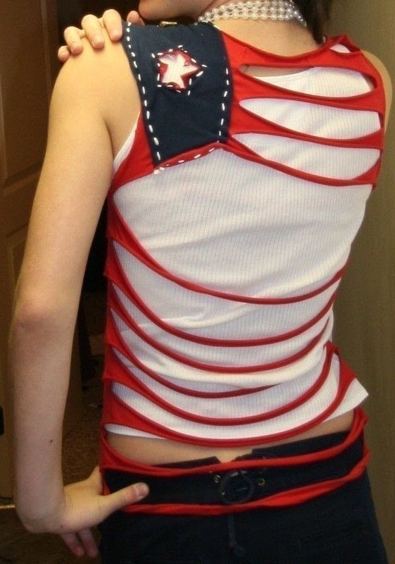American Flag Deconstructed T Shirt · How To Cut Up A Top · Dressmaking ...