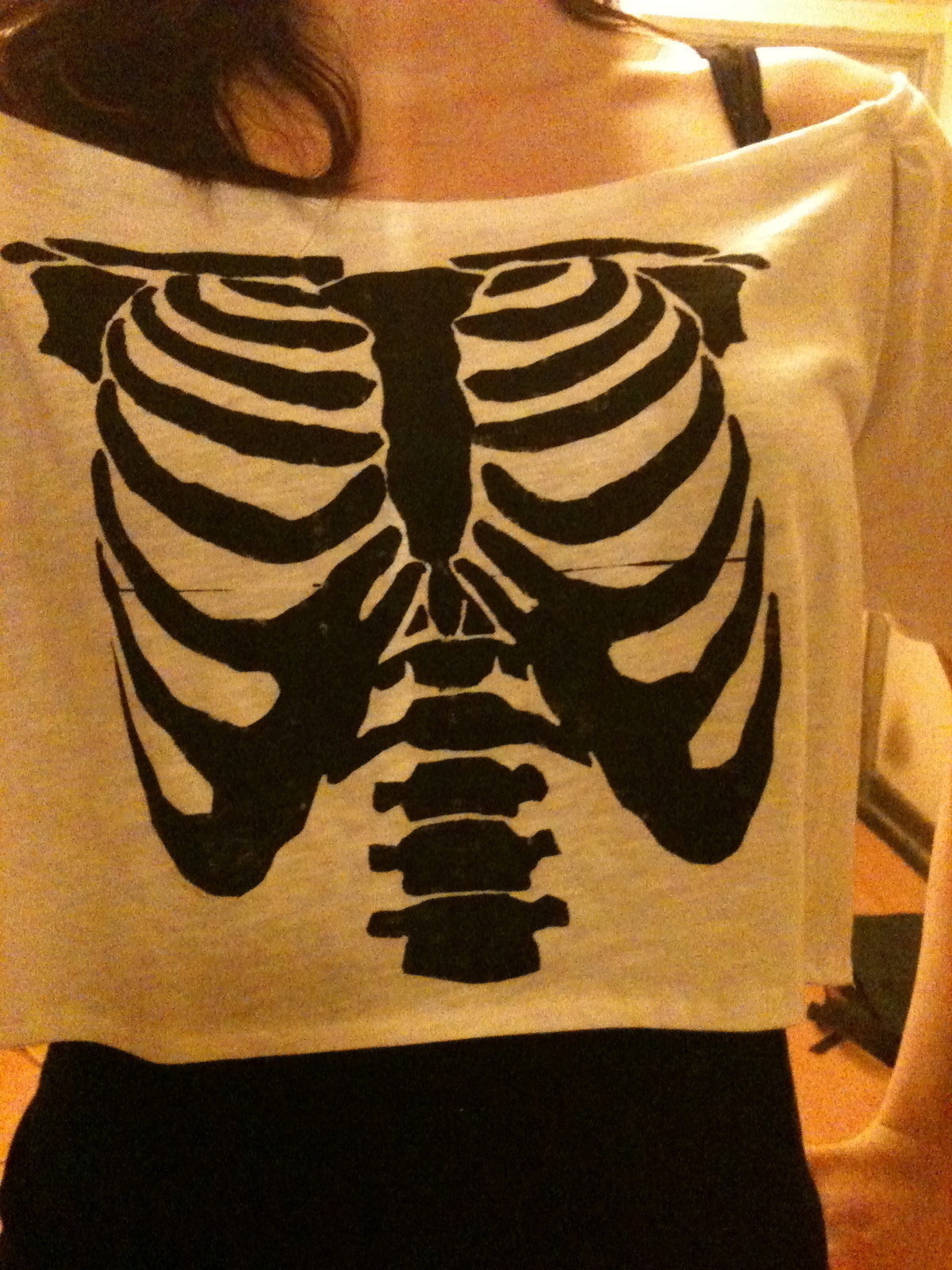 Skeleton Top A T Shirt Stencilling And Sewing On Cut Out Keep