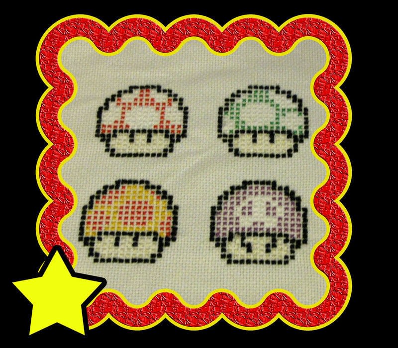 Mario Mushroom Cross Stitch · Art · Cross Stitch on Cut Out + Keep ...