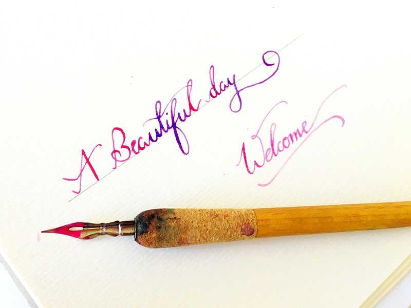 How To Do Calligraphy Using Watercolor How To Draw A Piece Of Calligraphy Art On Cut Out 