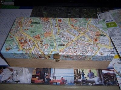 Upcycled Wooden Box With Map · How To Make A Decoupage Box · Decorating ...